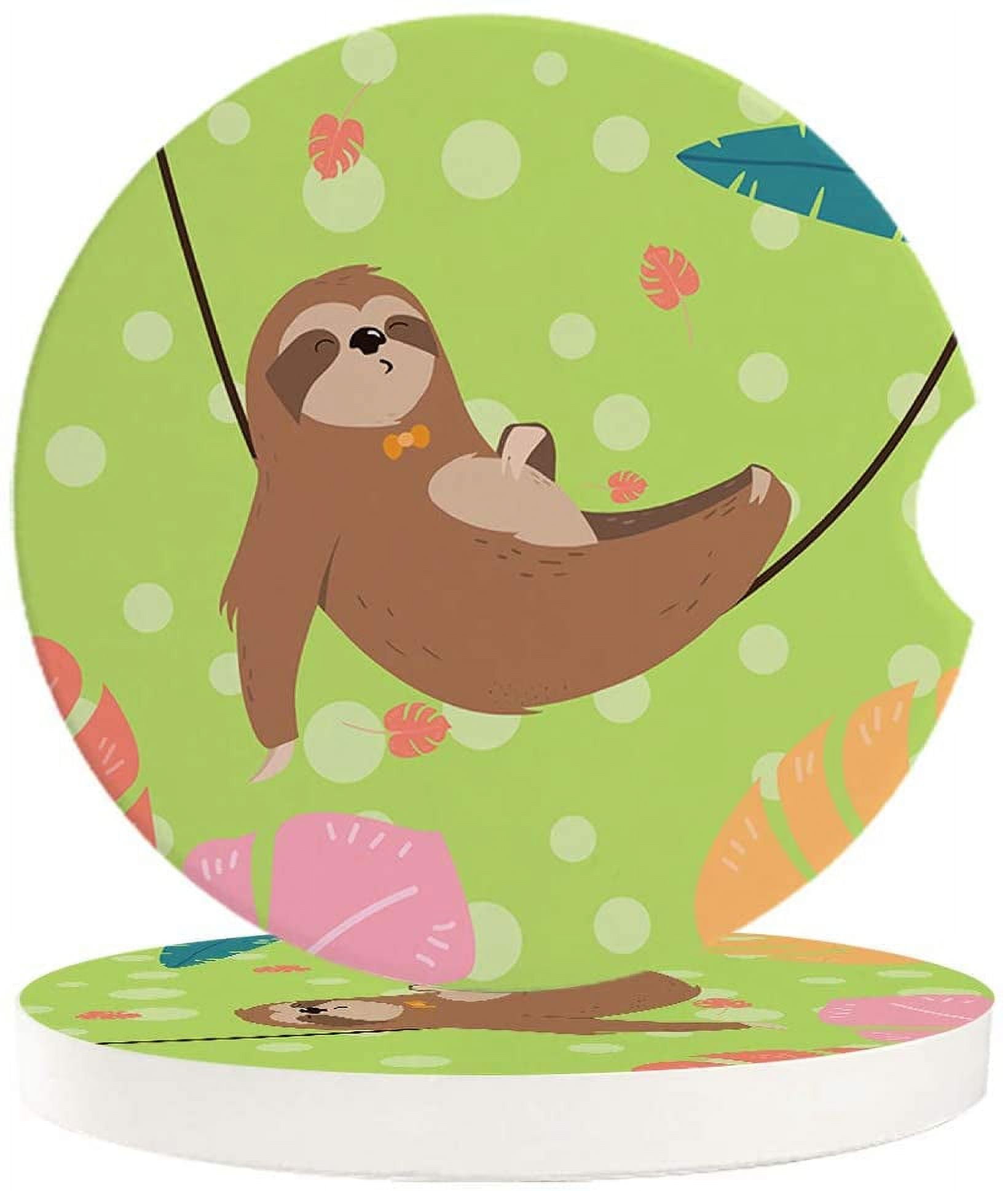 FMSHPON Sloth Lying Resting on Tree Vine Set of 6 Car Coaster for ...