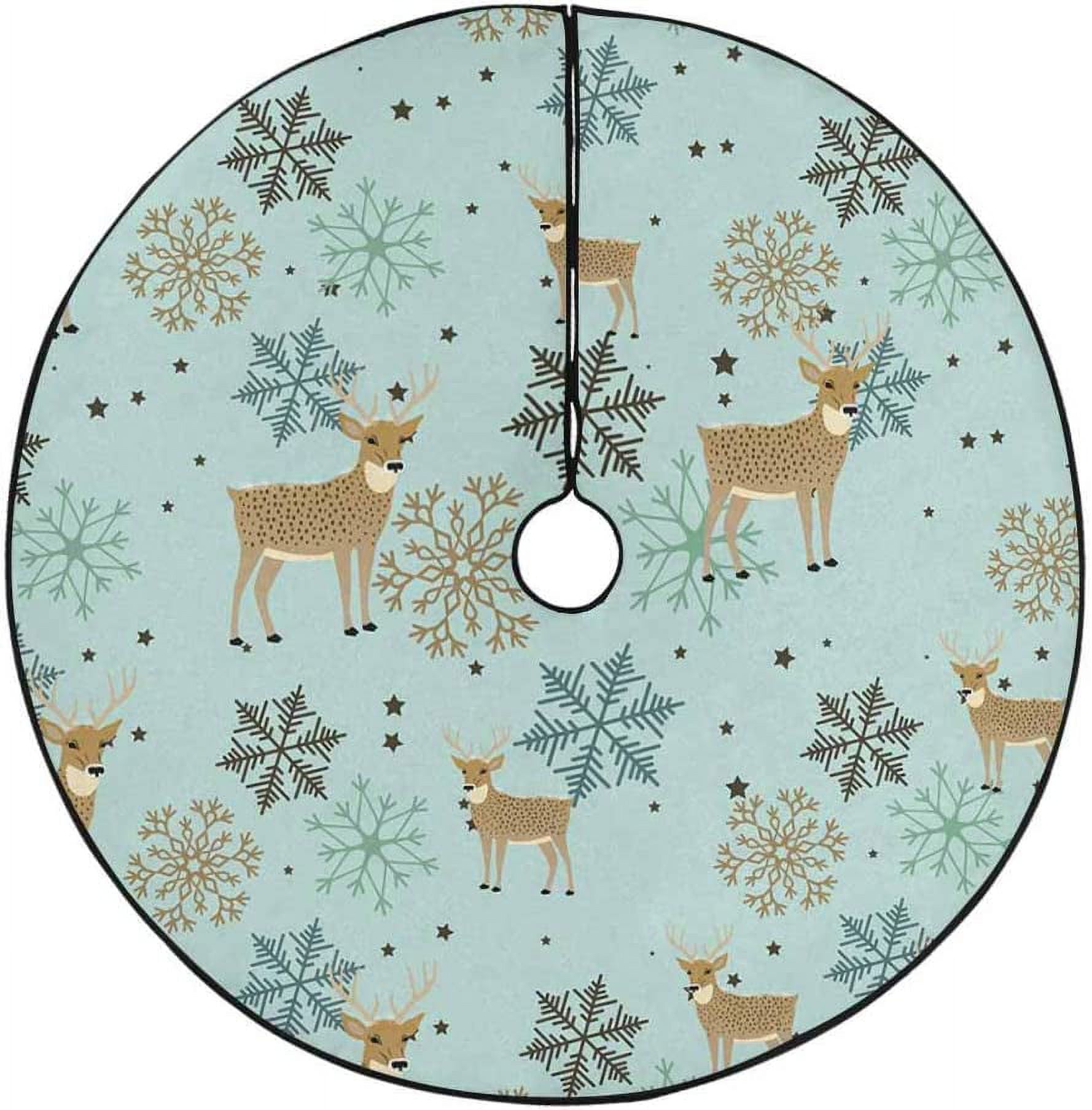 FMSHPON Snowflake Reindeer Xmas Christmas Tree Skirt Stand Mat for ...