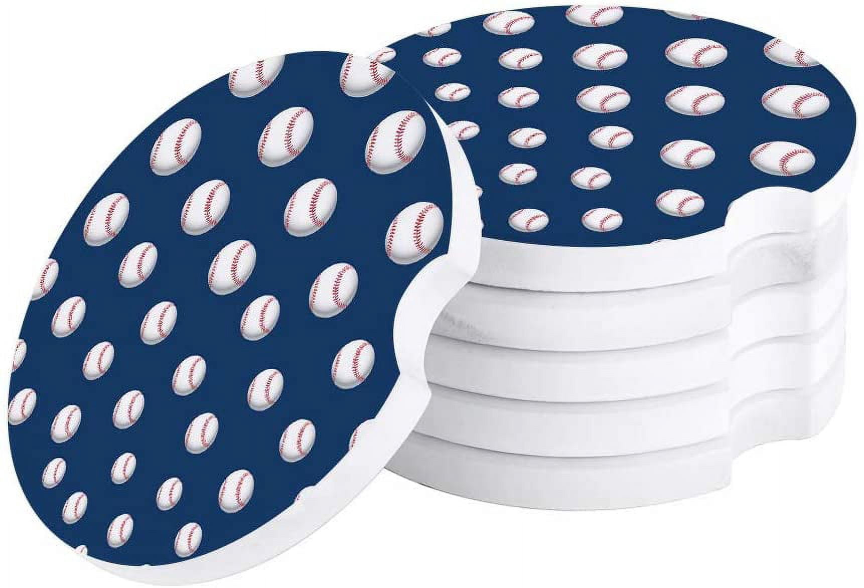 FMSHPON Sports Theme Baseball Blue Set of 2 Car Coaster for Drinks ...