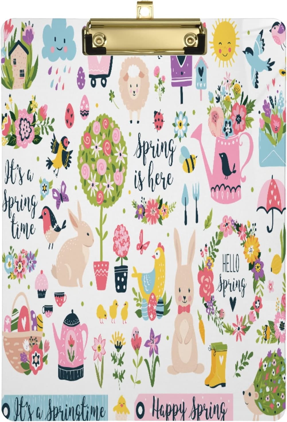 FMSHPON Spring Hand Drawn Flowers Birds Clipboard Hardboard Wood ...