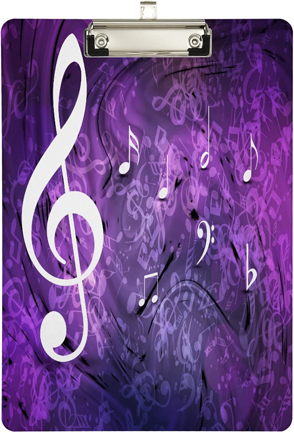 FMSHPON Stylish Art Musical Notes Purple Clipboard Hardboard Wood ...