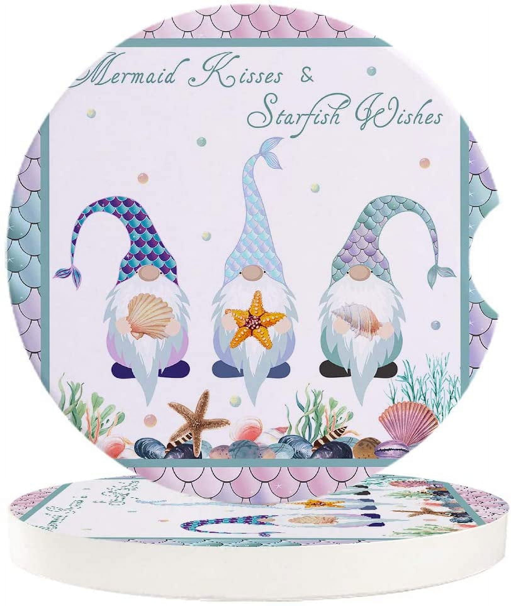 FMSHPON Theme Gnomes Starfish Fish Scale Set of 6 Car Coaster for ...