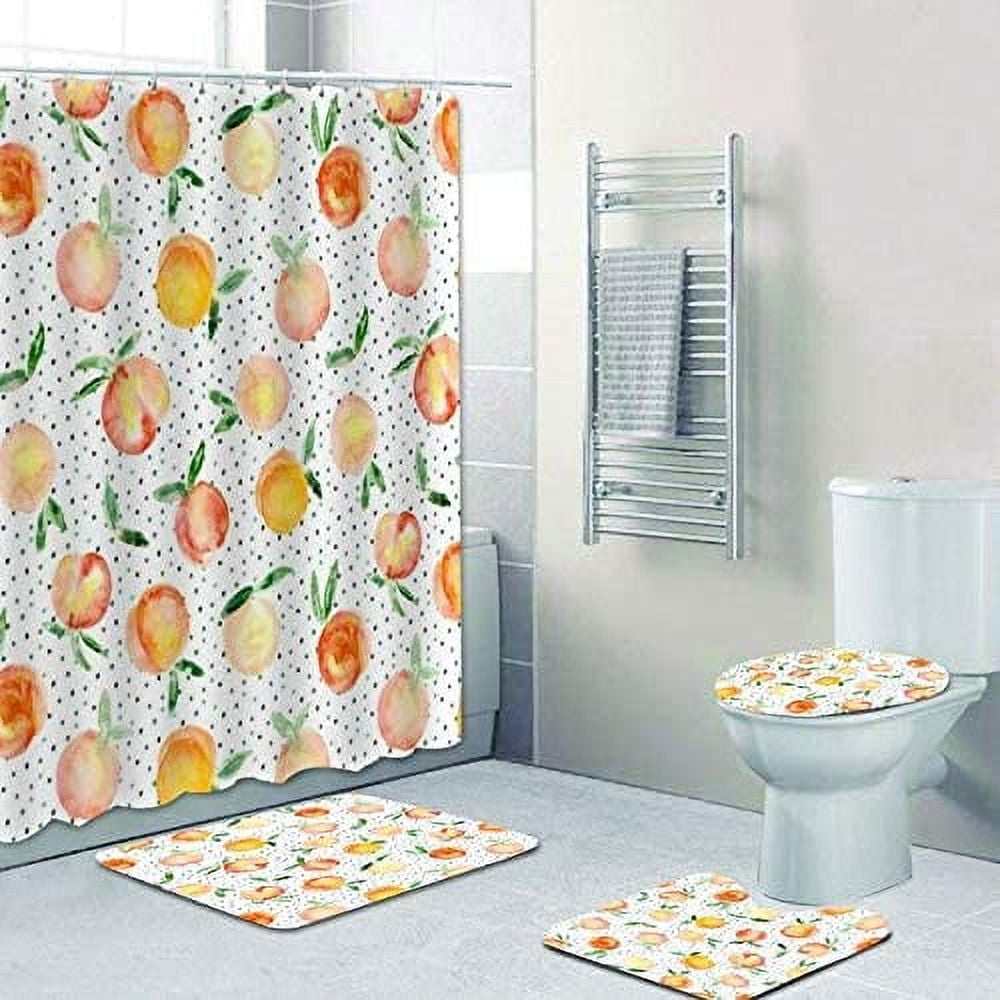 FMSHPON Trendy Watercolored Fruits Peach Peach Artistic 4 Piece ...