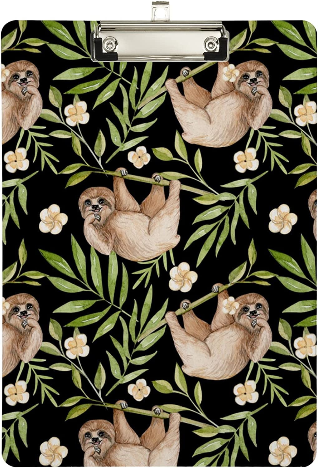 FMSHPON Tropical Leaves Floral Sloth Flowers Clipboard Hardboard Wood ...