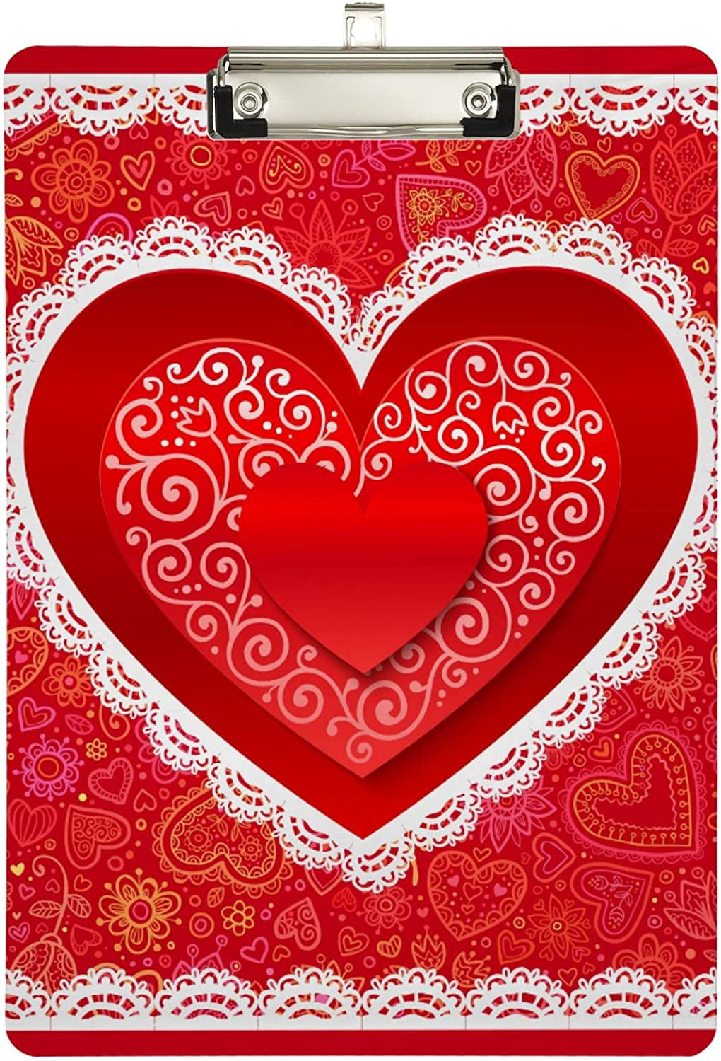 FMSHPON Valentines Day Lace Hearts Floral Clipboard Hardboard Wood ...