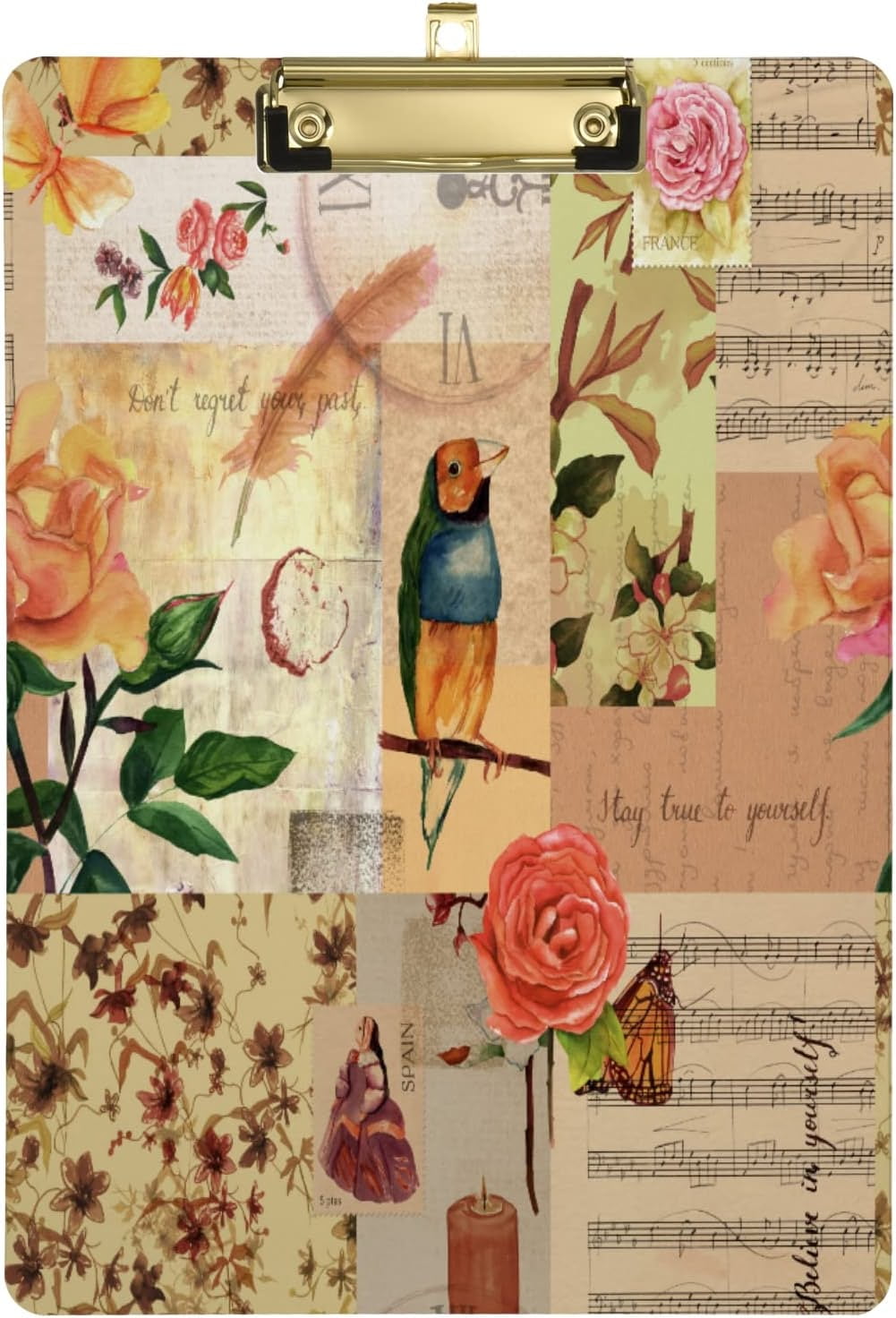 FMSHPON Vintage Roses Butterflies Clipboard Hardboard Wood Nursing Clip ...