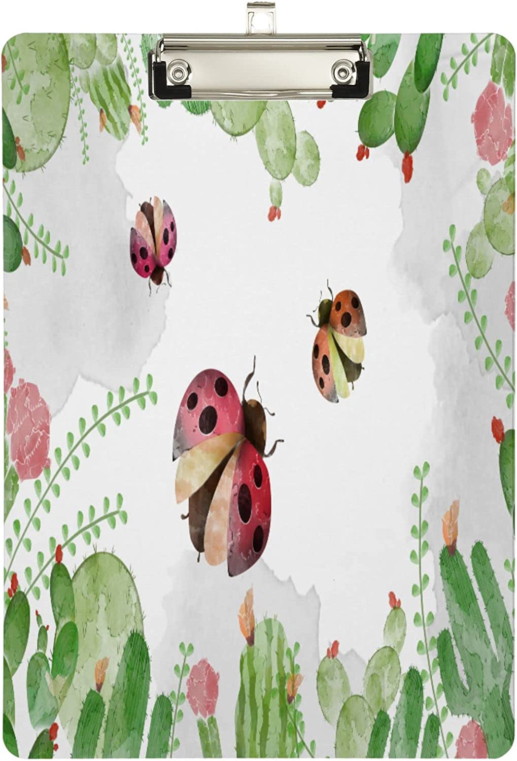 FMSHPON Watercolor Green Cactus Ladybugs Clipboard Hardboard Wood ...