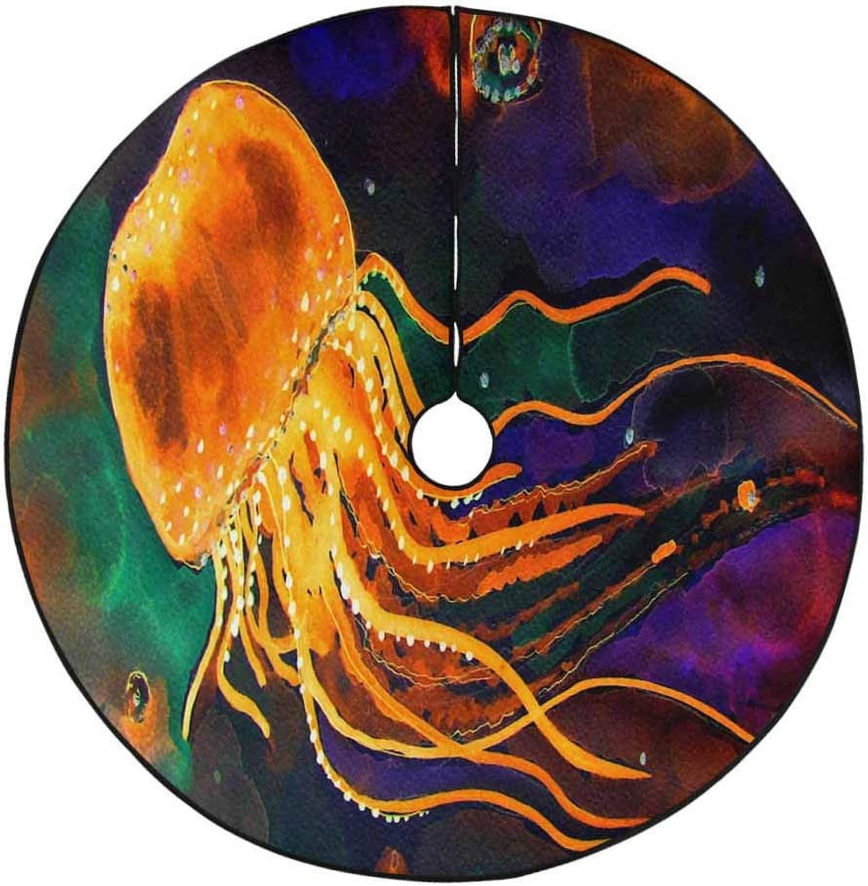 FMSHPON Watercolor Jellyfish in Deep Dark Xmas Christmas Tree Skirt ...
