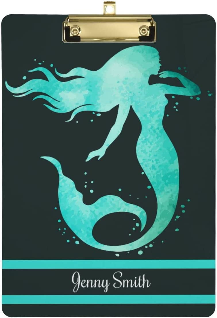 FMSHPON Watercolor Mermaid Clipboard Hardboard Wood Nursing Clip Board ...