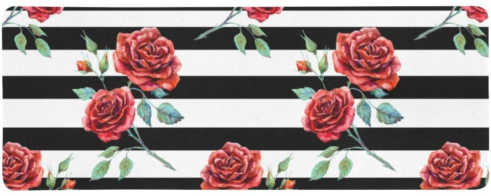 FMSHPON Watercolor Red Rose Striped Design Extra Extended Large Gaming ...