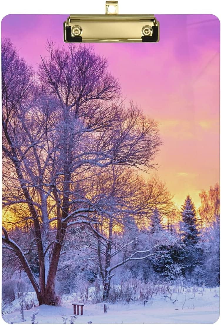 FMSHPON Winter LandscapeForest Trees Sunrise Clipboard Hardboard Wood ...