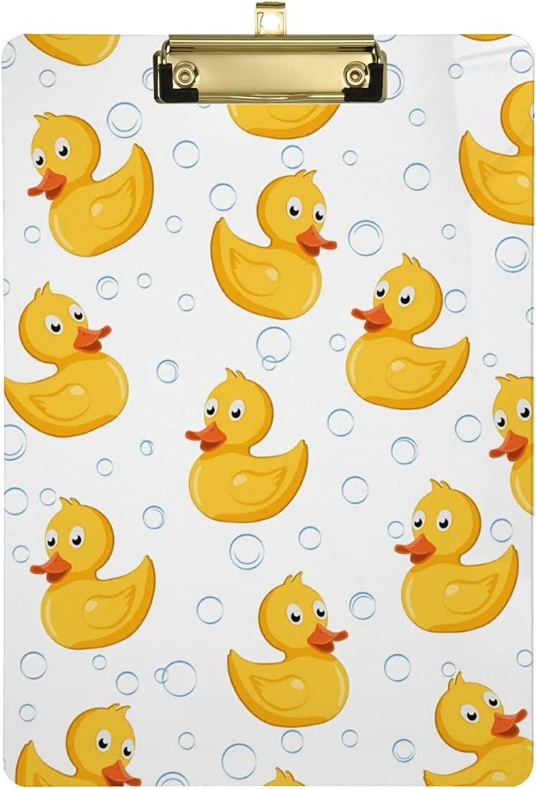 FMSHPON Yellow Rubber Duck Clipboard Hardboard Wood Nursing Clip Board ...
