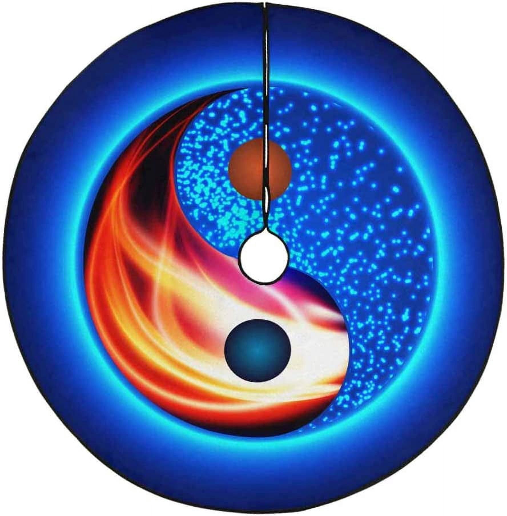 FMSHPON Yin Yang Symbol Red Fire Blue Water Xmas Christmas Tree Skirt ...