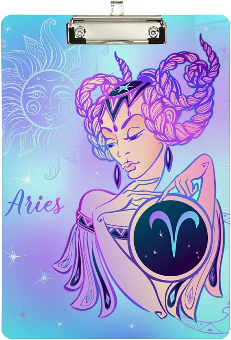 FMSHPON Zodiac Aries Clipboard Hardboard Wood Nursing Clip Board and ...