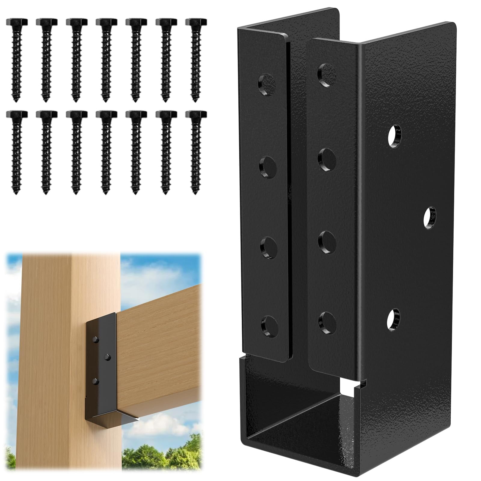 FMhotu 12-Pack 2"x6" Outdoor Concealed-Flange Joist Bracket with Screws ...