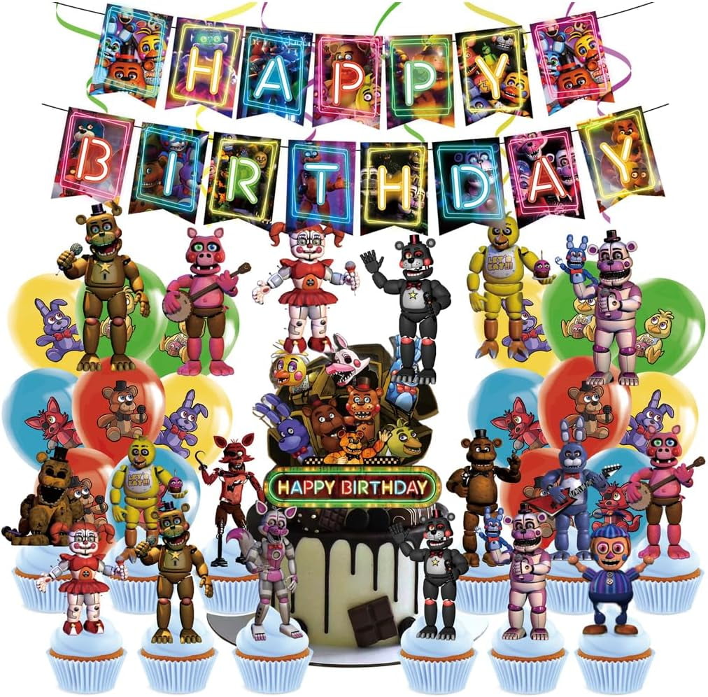 FNAF Freddy Nights Party Supplies - Cute Birthday Decorations, Banner ...