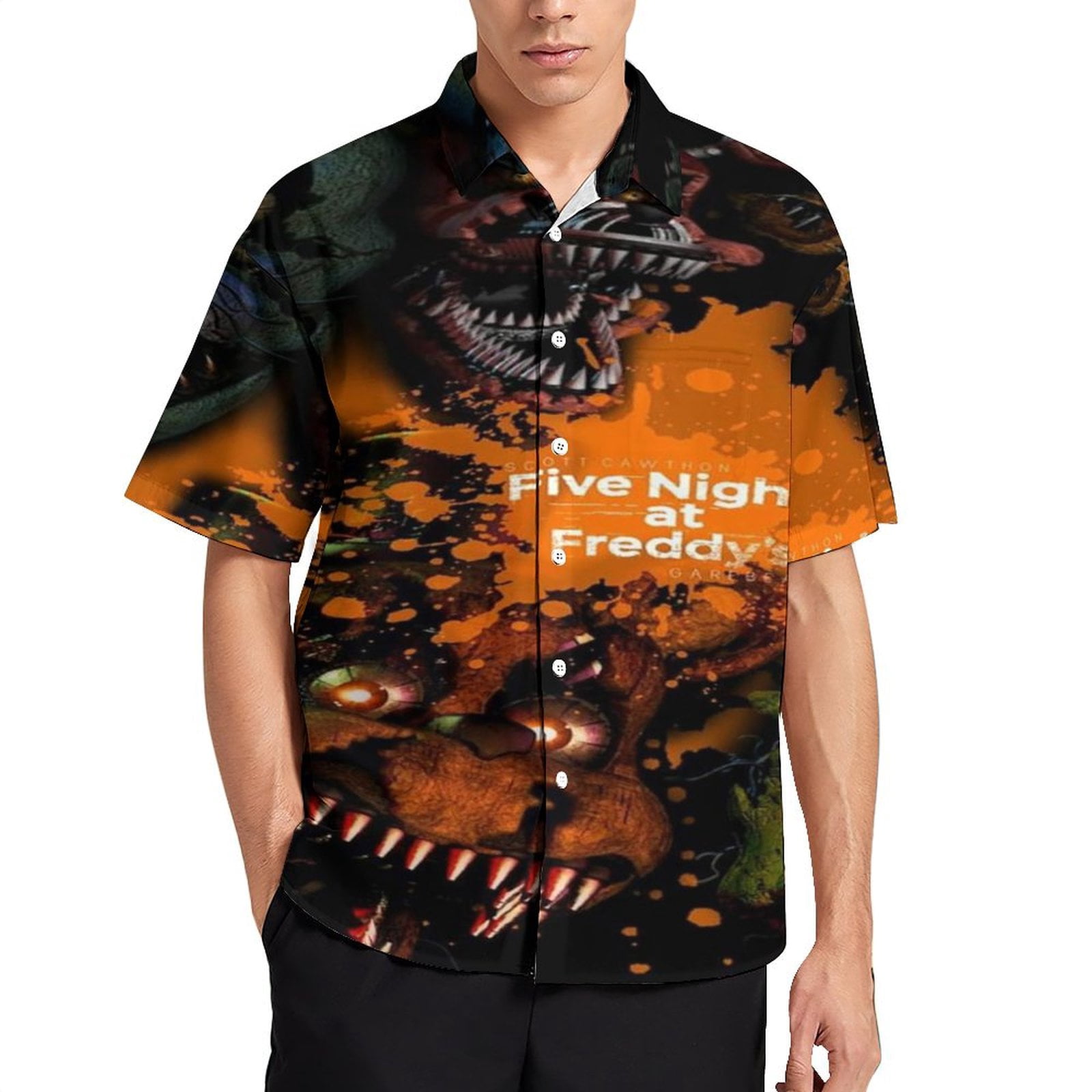 FNAF Five Night At Freddy Hawaiian Shirts for Men Short Sleeve Aloha ...