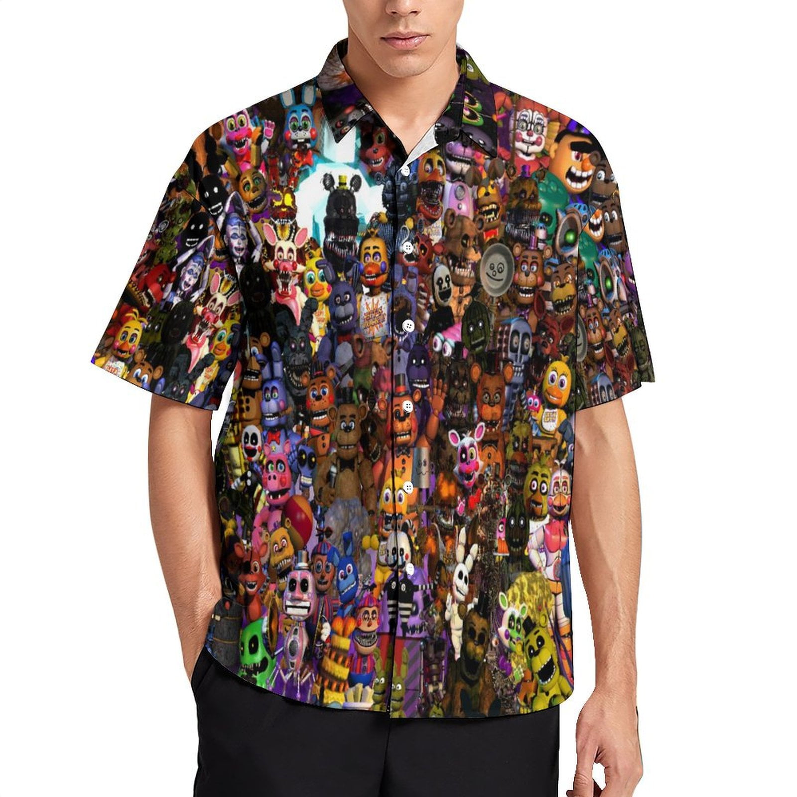 FNAF Five Night At Freddy Hawaiian Shirts for Men Short Sleeve Aloha ...