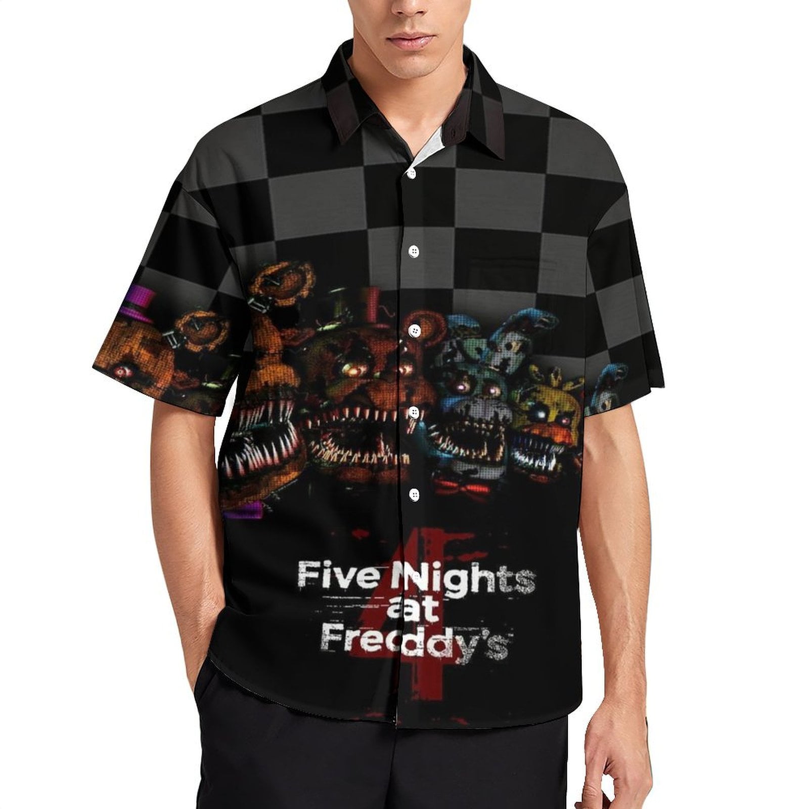 FNAF Five Night At Freddy Hawaiian Shirts for Men Short Sleeve Aloha ...