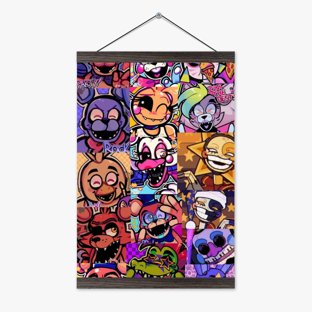 FNAF Funny Poster Wall Hanging Scroll Wooden Frame Poster Canvas Wall ...