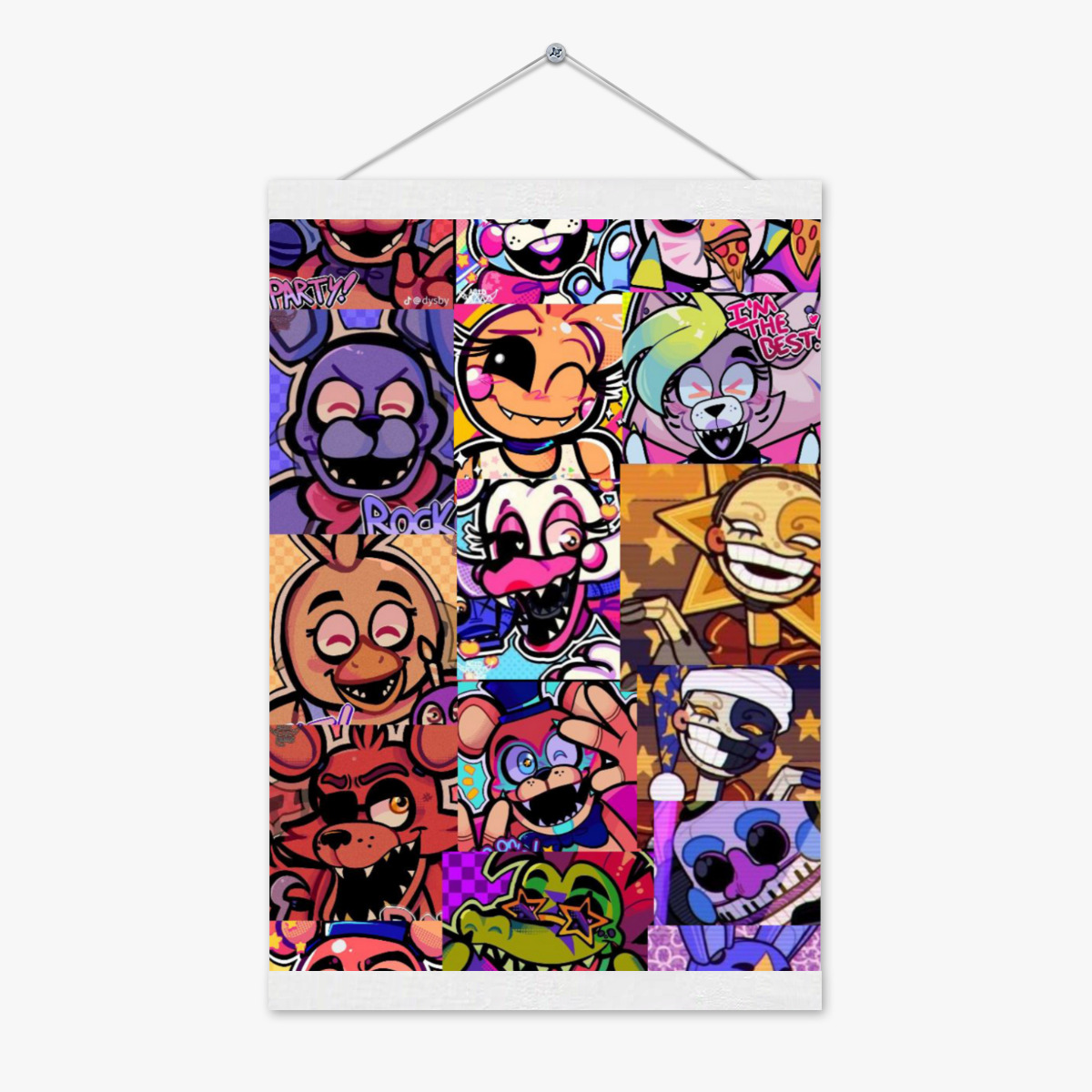 FNAF Funny Poster Wall Hanging Scroll Wooden Frame Poster Canvas Wall ...