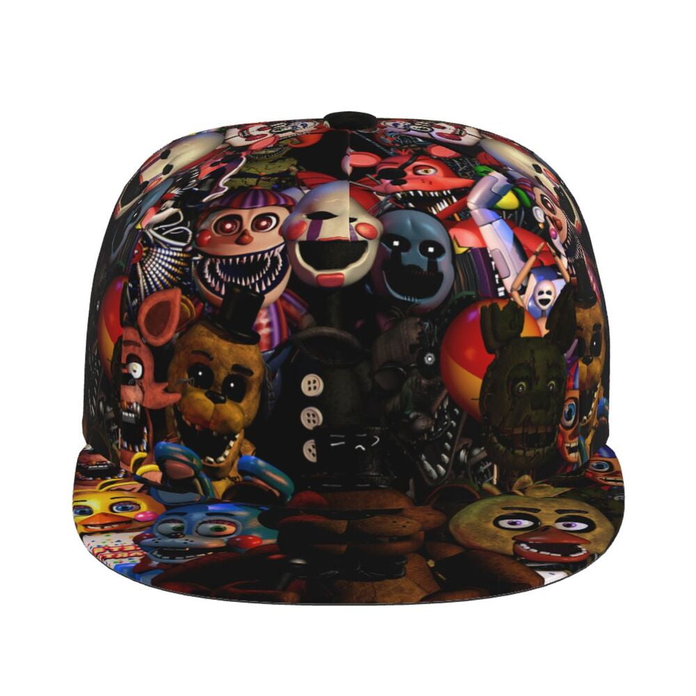 FNAF Nights Freddys Adjustable Flat Brim Baseball Cap Snapback Hat Hip ...