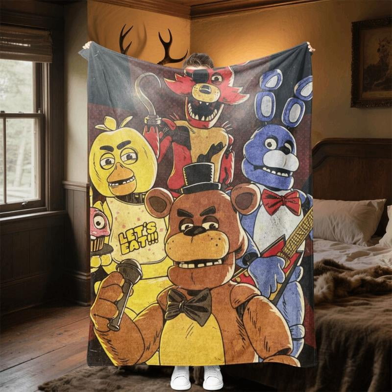 FNAF Plush Throw Blanket, Soft Fluffy Fleece Lightweight Cozy Fuzzy ...