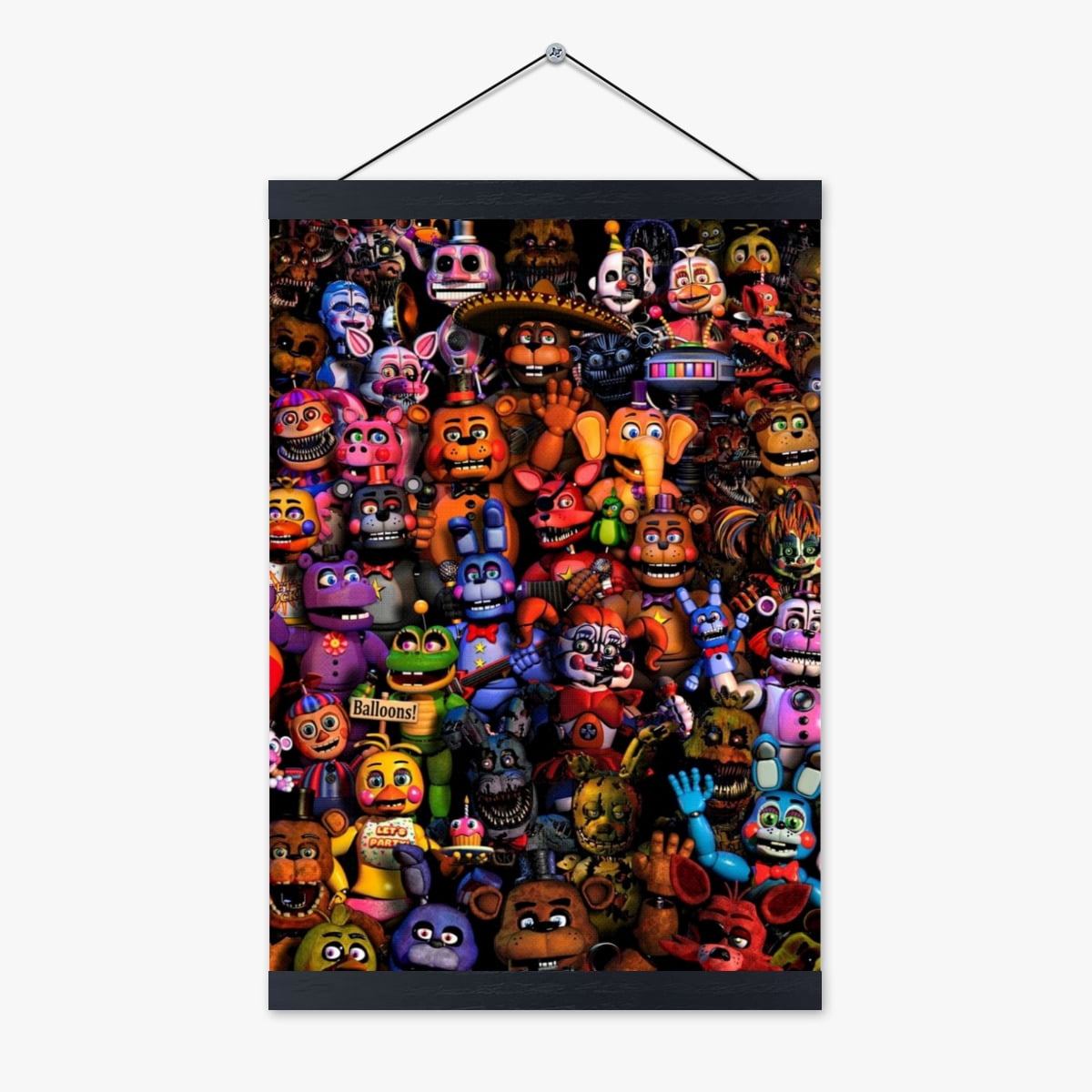 FNAF Poster Wall Hanging Scroll Wooden Frame Poster Canvas Wall Art For ...