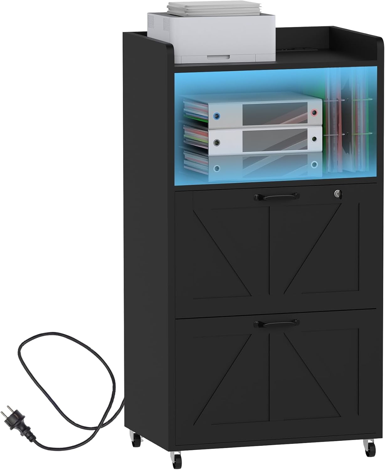 FNCK 2 Drawer File Cabinet with Wheels, Lateral Filing Cabinets with ...