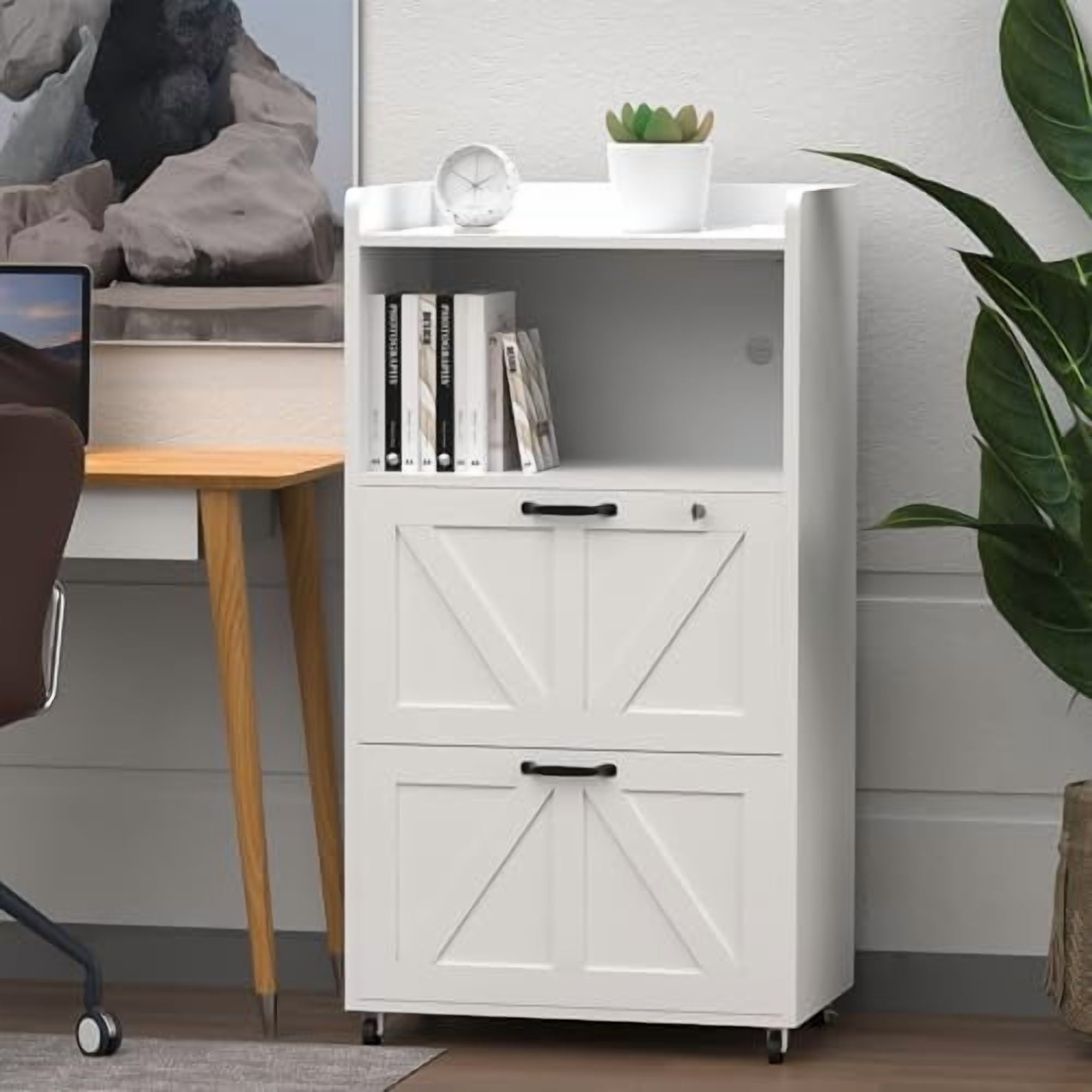FNCK 2 Drawer File Cabinet with Wheels, Lateral Filing Cabinets with ...