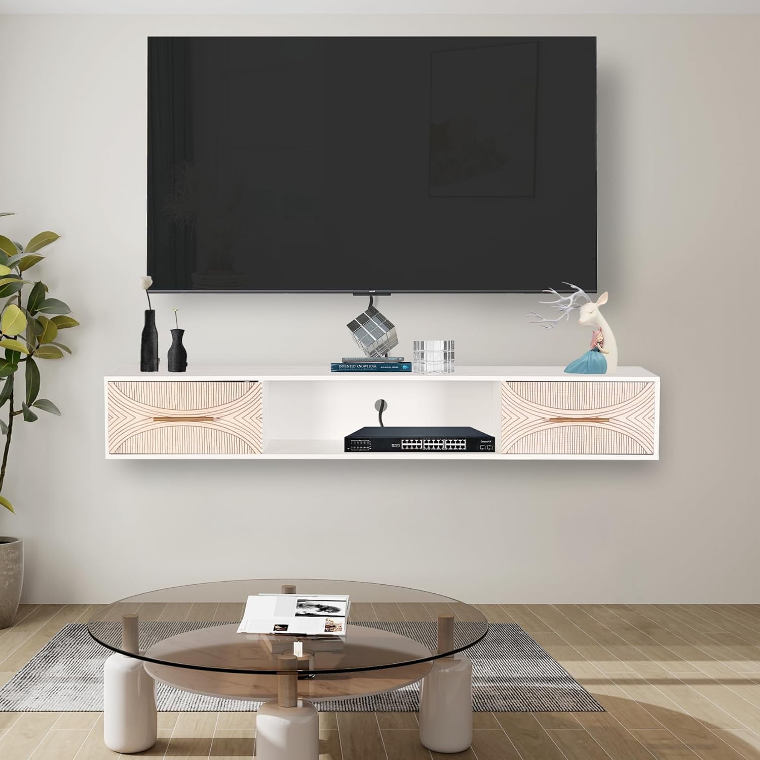 FNCK Floating TV Stand Wall Mounted, Modern Entertainment Center for 55 ...