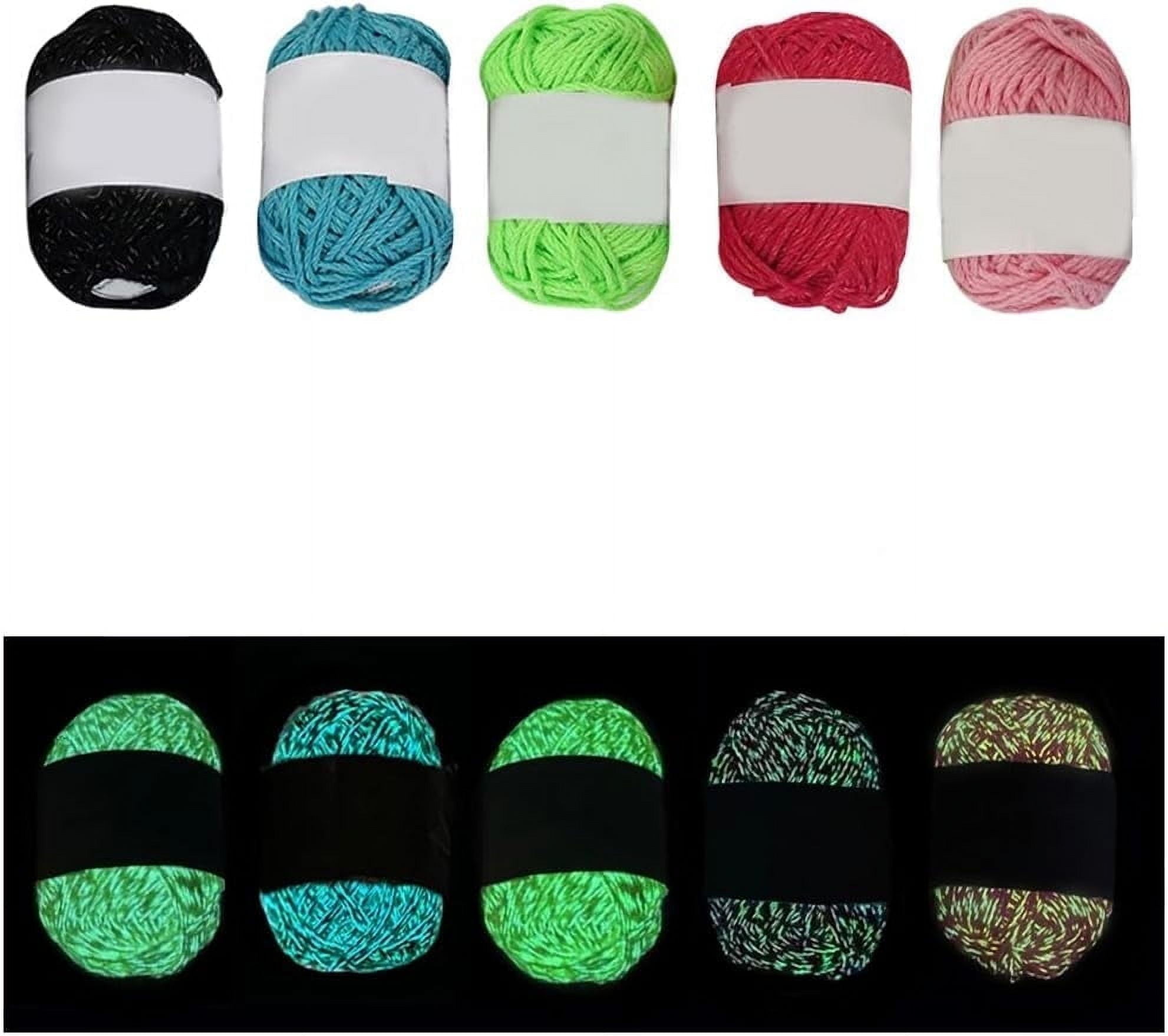 FNDEMSLA Glow in The Dark Yarn 5 Rolls Yarns for Crocheting Metallic ...