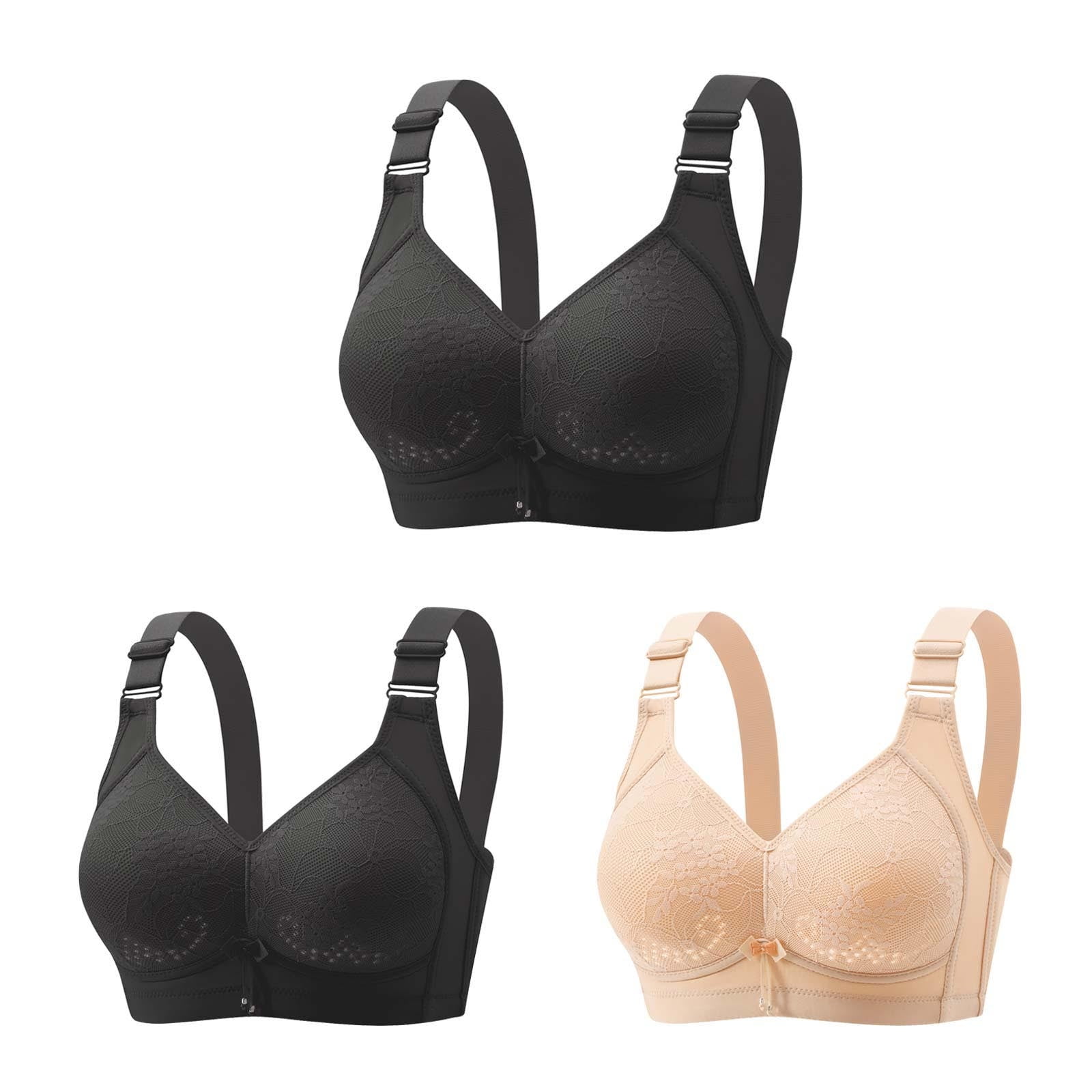 FNFYFH 3 Pack Lace Push-up Bras for Women Plus Size Full-coverage ...