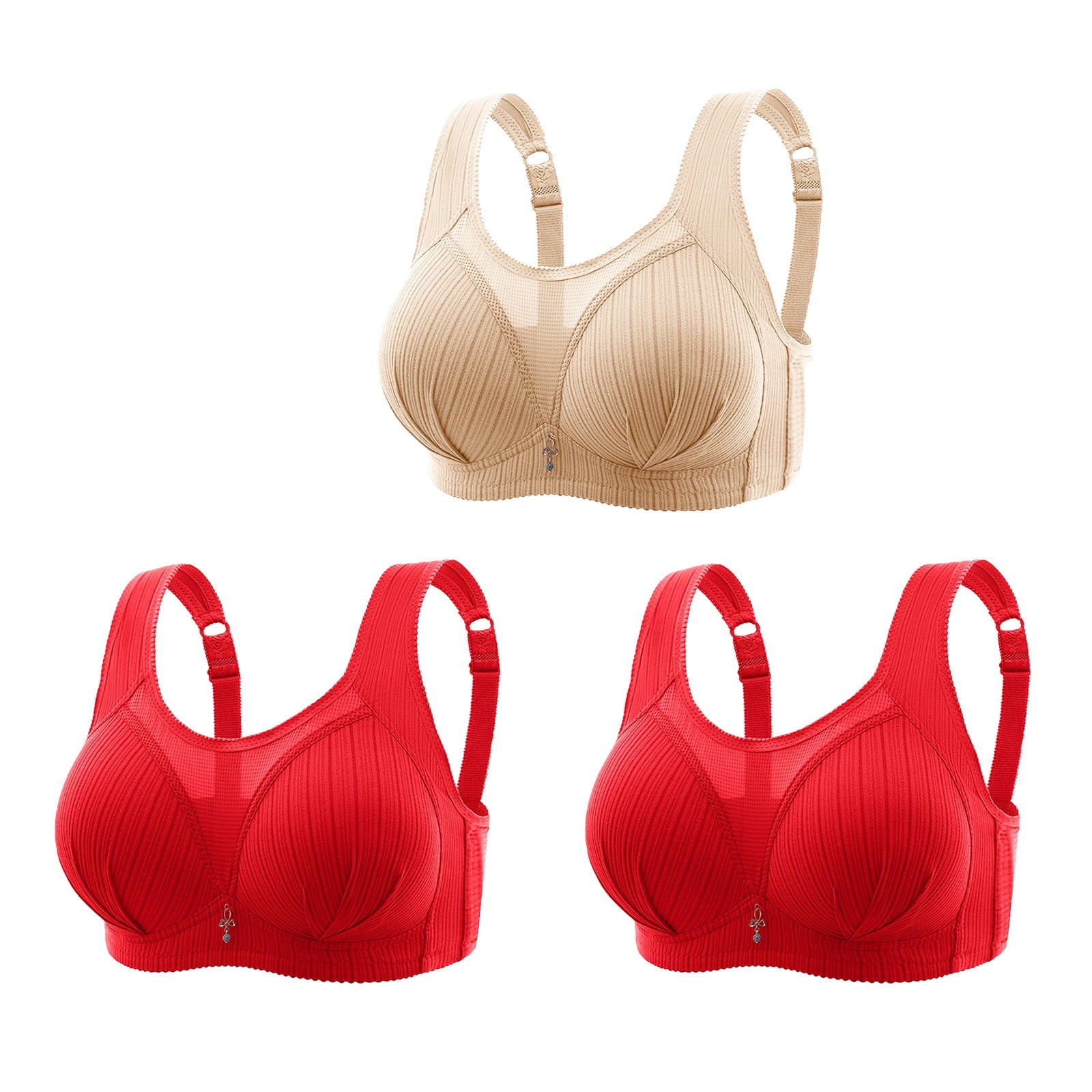FNFYFH 3 Pack Plus Size Bras for Women Sexy Smoothing Breathable ...