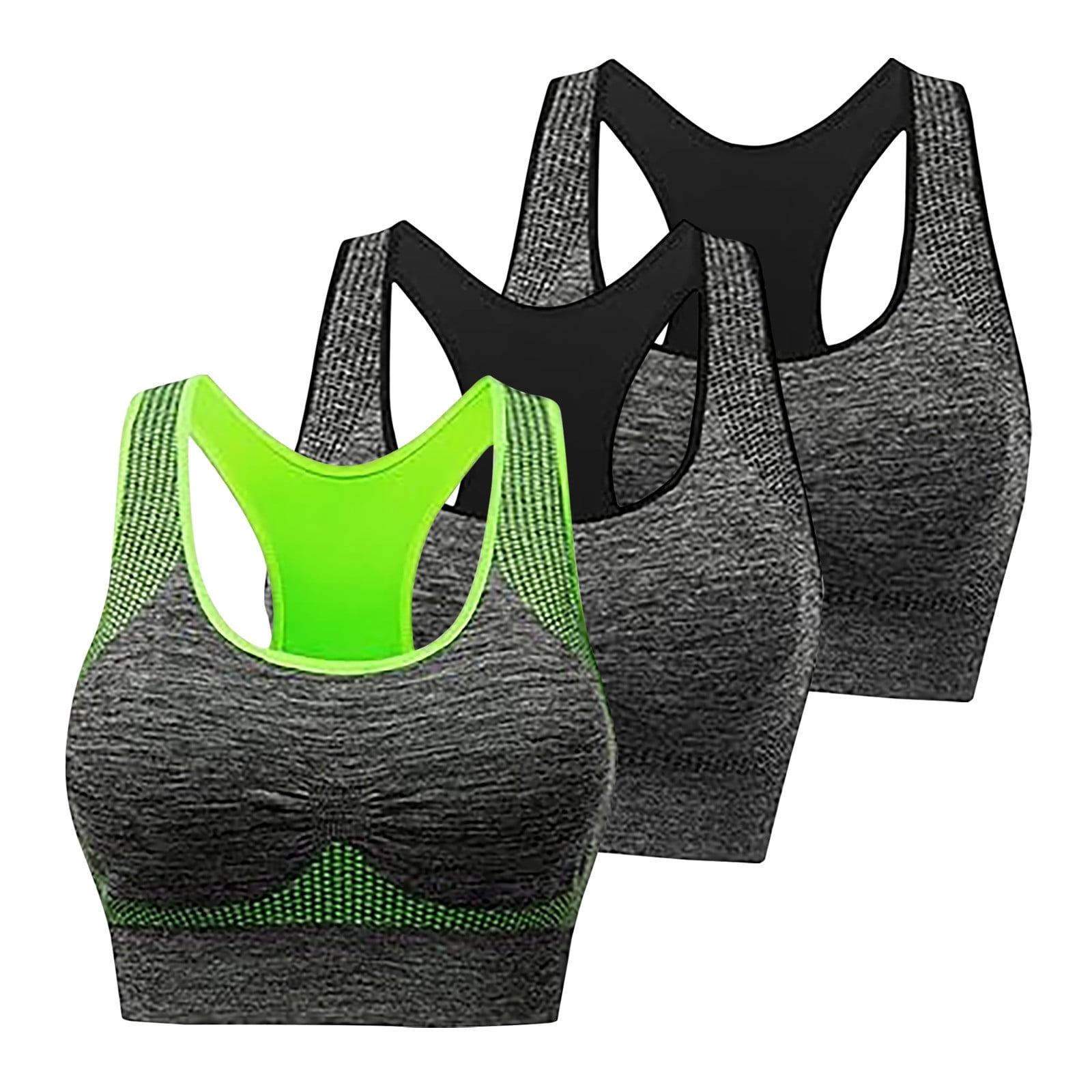 FNFYFH 3 Pack Sports Bras for Women Smoothing Comfort Seamless Wireless ...