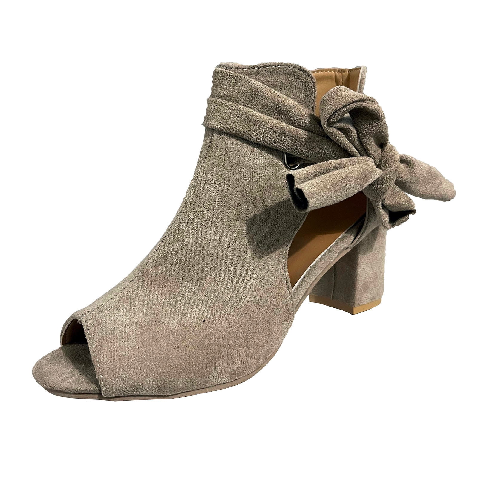 FNFYFH Ankle Boots for women Bowknot Shoes Fall Cutout Booties Low Heel ...