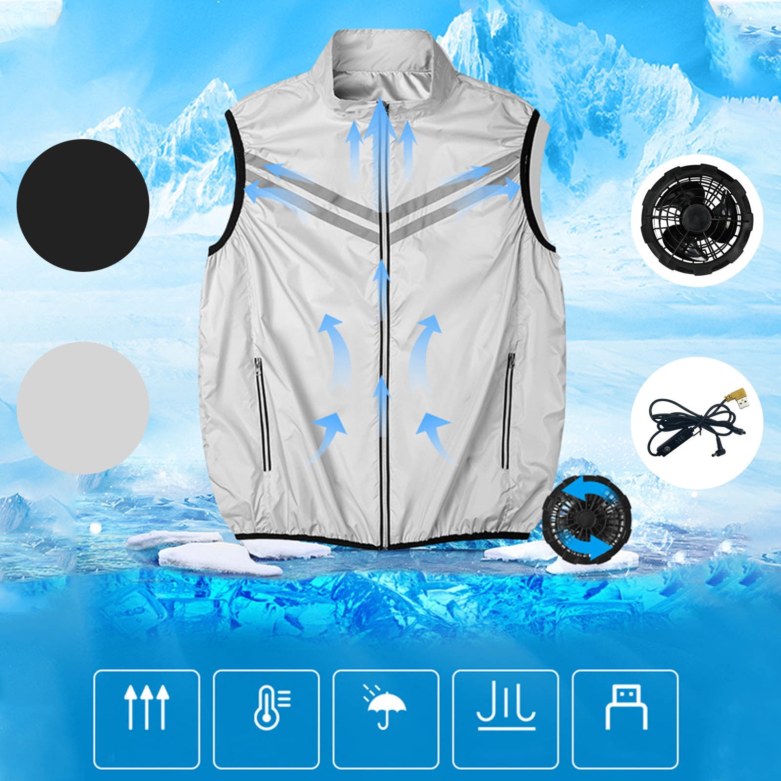 FNFYFH Big and Tall Cooling Vest Jacket with 2 Fans Mens Air ...