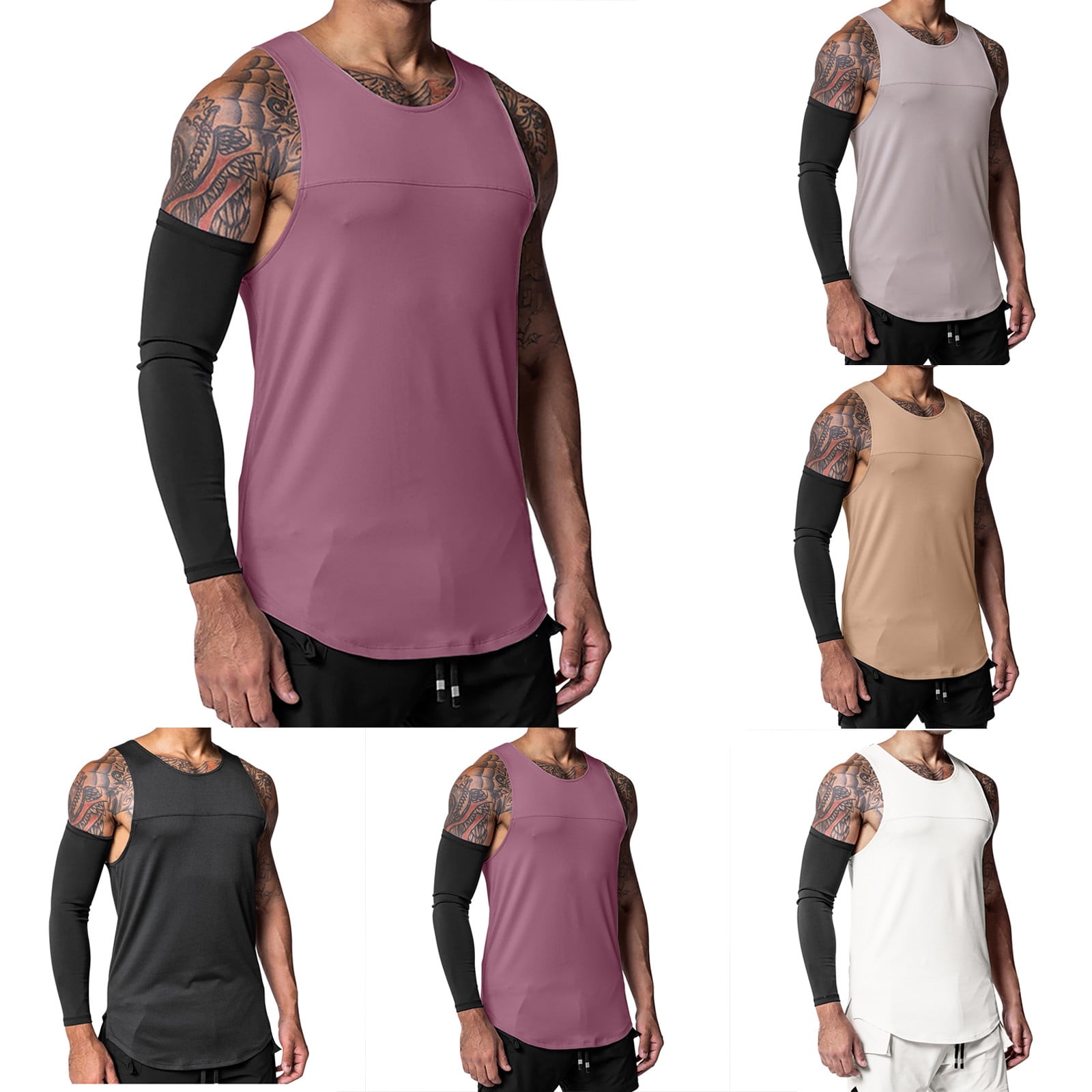 FNFYFH Clearance Men's Sleeveless Shirts Gray, Men's Summer Casual ...