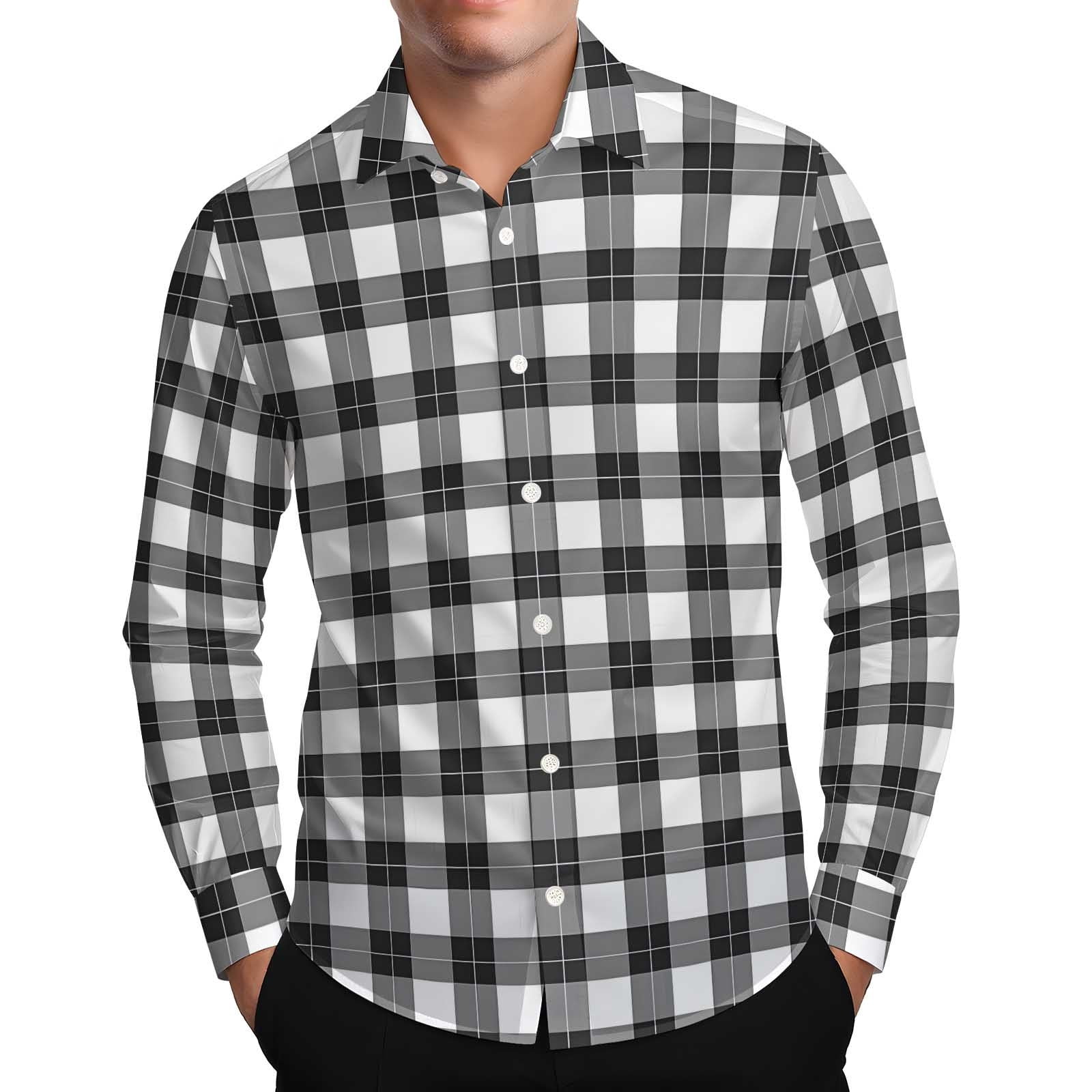 FNFYFH Flannel Shirt for Men Long Sleeve Plaid Button Down Shirts ...