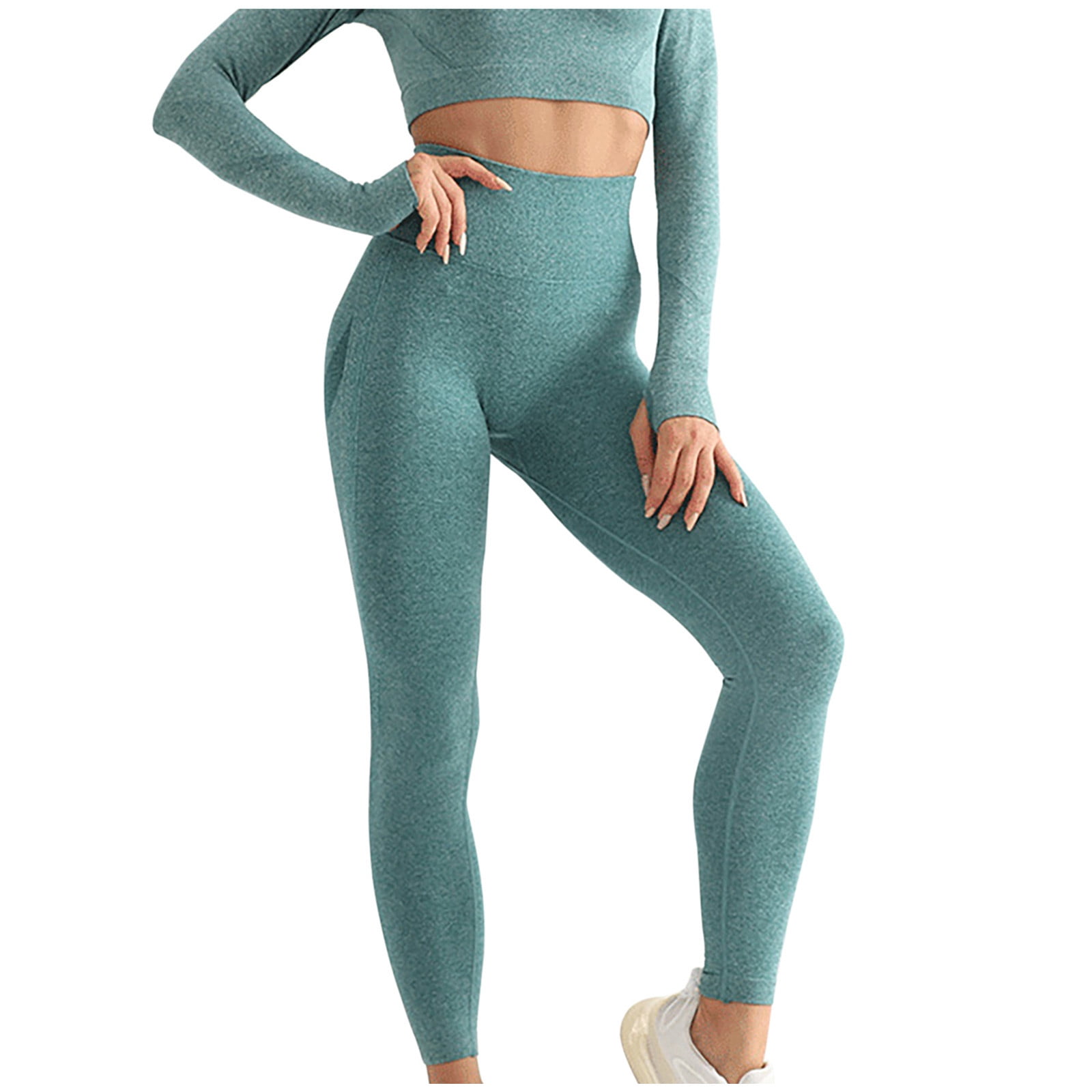 FNFYFH Leggings for Women Elastic High Waisted Yoga Pants Tummy Control ...