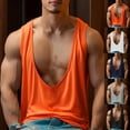 FNFYFH Men's Deep V Neck Tank Tops Sleeveless Gym Sports Loose Fit T ...