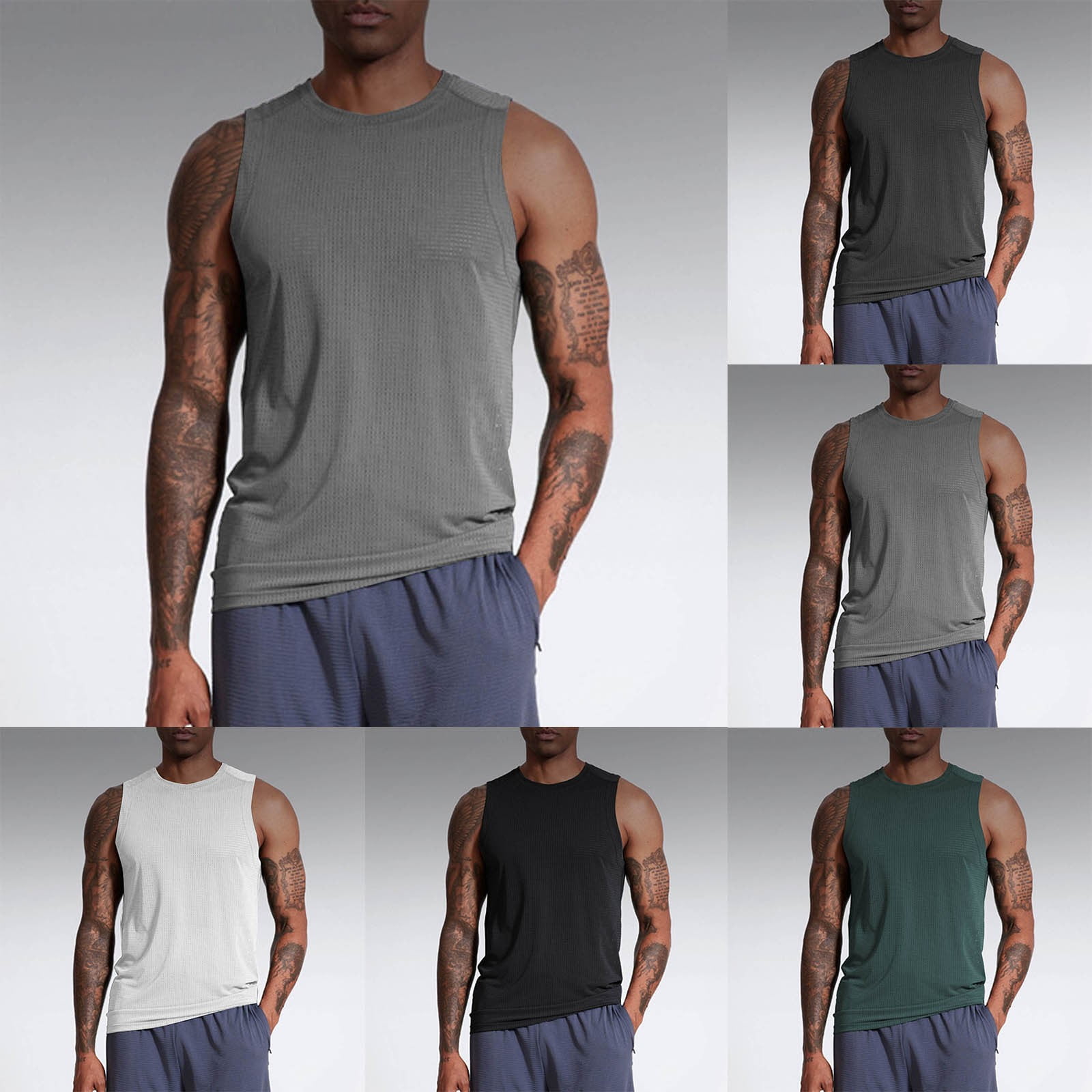 FNFYFH Men's Mesh Athletic Tank Top Quick Dry Workout Training ...