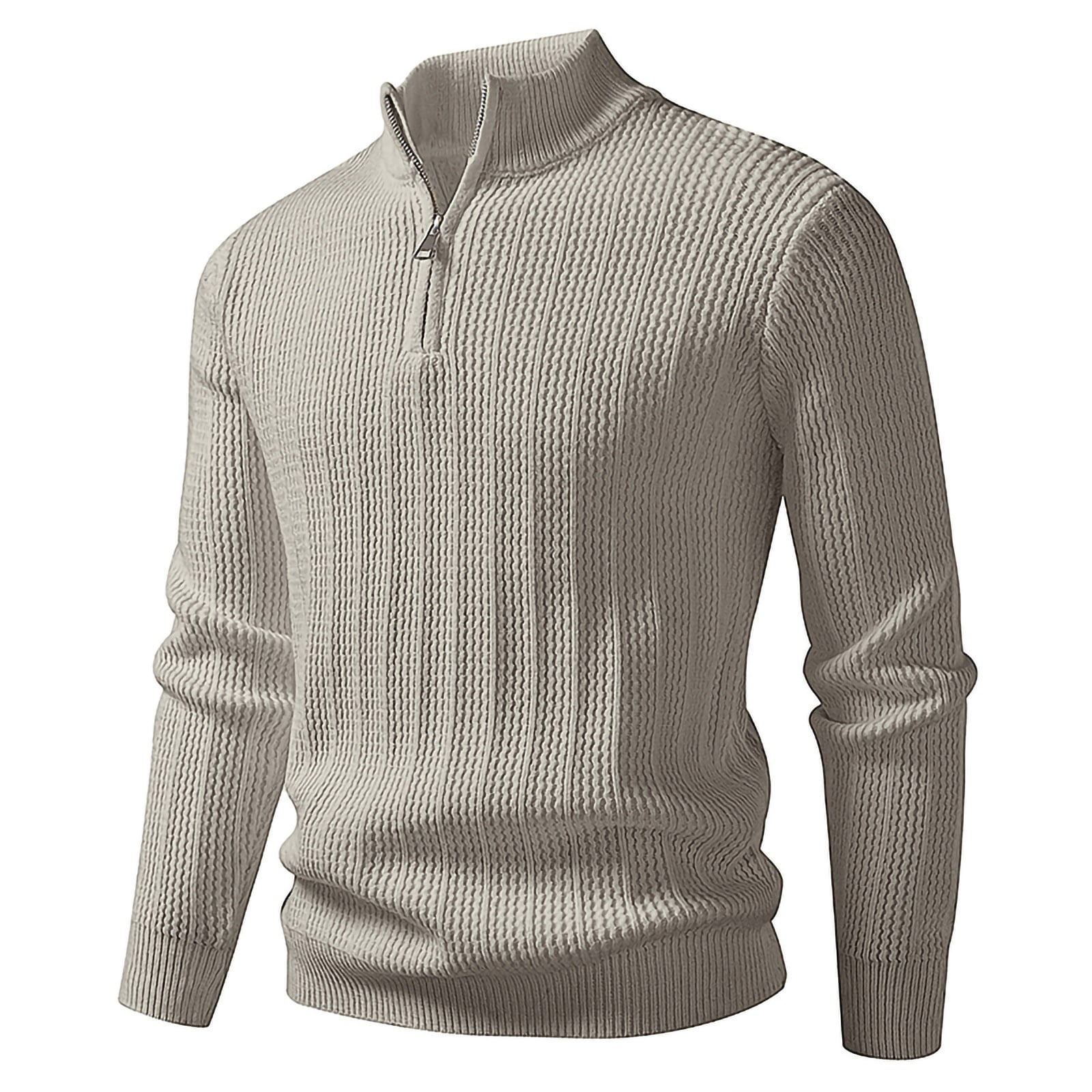 FNFYFH Men's Quarter Zip Pullover Sweater Soft Knit Casual Stand Collar ...