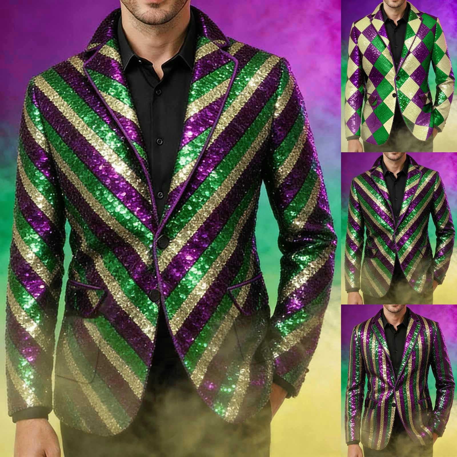 FNFYFH Men's Shiny Sequin Blazer Big and Tall Sparkle Metallic Tuxedo ...