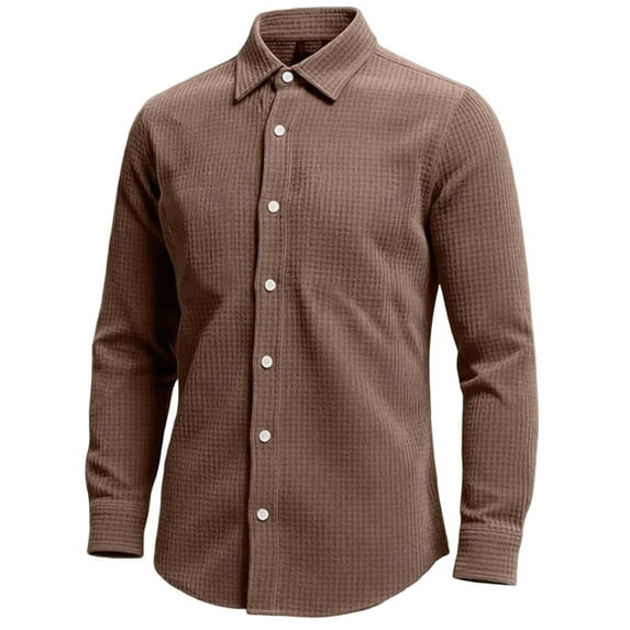 FNFYFH Men's Waffle Button Down Shirts Big and Tall Soft Stretch ...