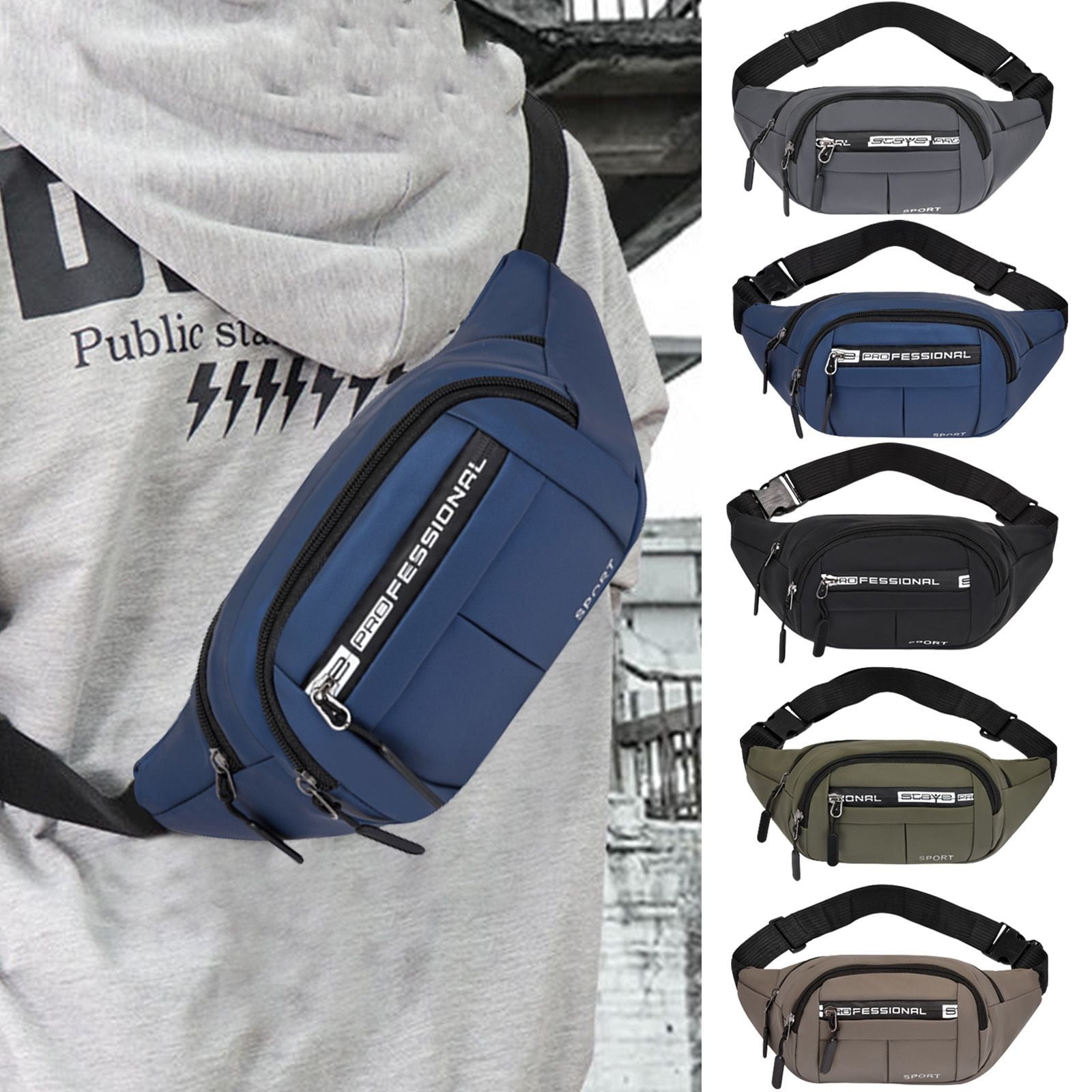 FNFYFH Men's Waist Bag Sports Crossbody Chest Bag Business Mobile Phone ...