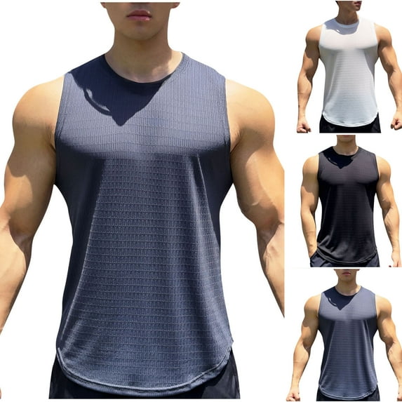 FNFYFH Men's Workout Tank Tops Sleeveless Quick Dry Muscle Gym Shirt ...