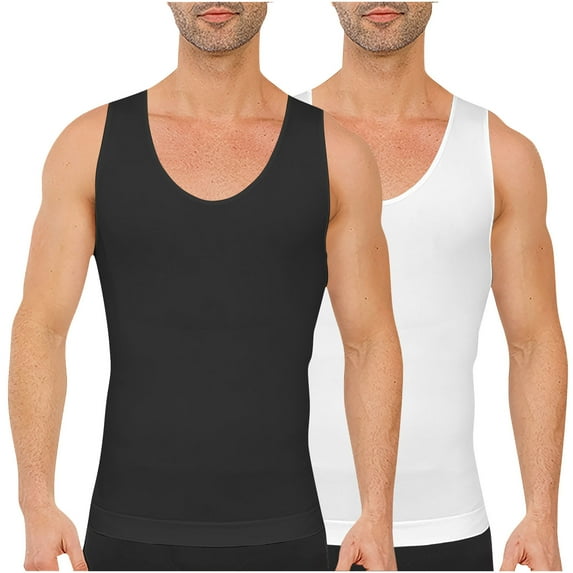 FNFYFH Mens Compression Shirt Slimming Body Shaper Vest Workout Tank ...