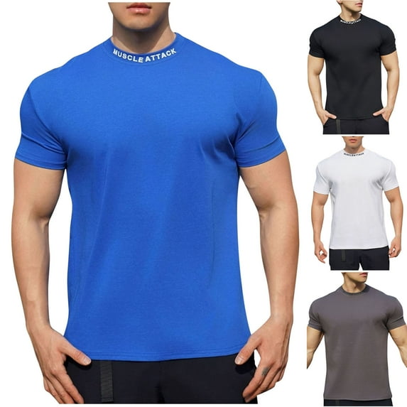 FNFYFH Mens Workout Shirts Quick Dry Short Sleeve Athletic Tee Moisture ...