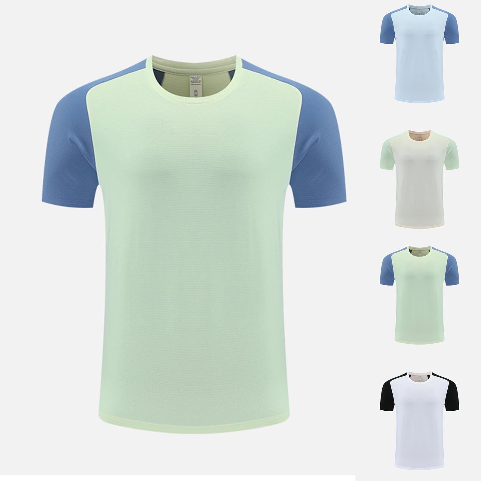 FNFYFH Mens Workout T Shirts Quick Dry Color Block Short Sleeve T-Shirt ...